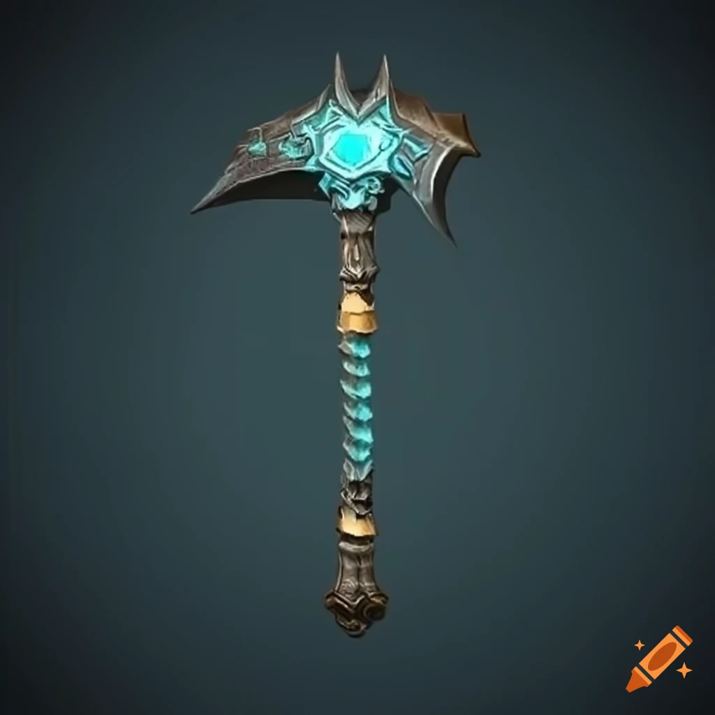 Mythic elite mithril hammer weapon with geometric design on Craiyon