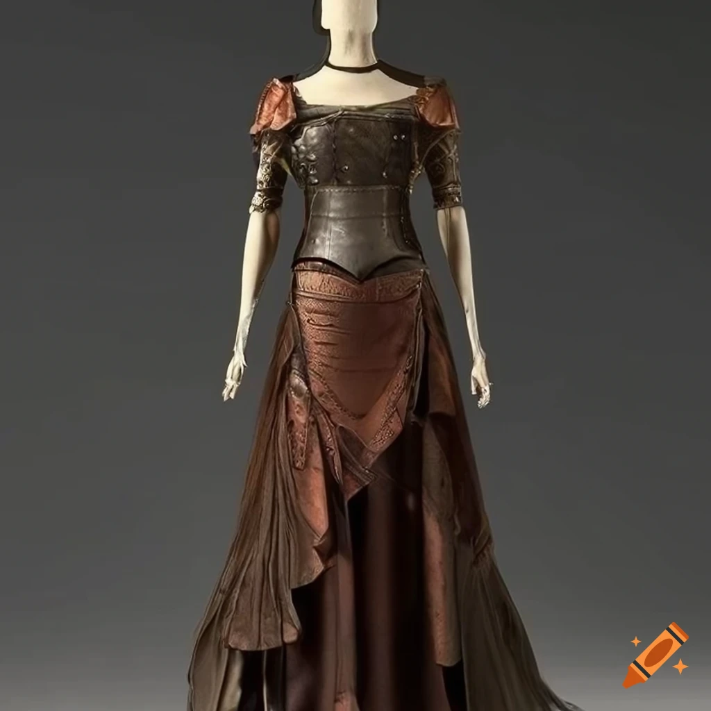 Enchanted high-low combat dress with leather and silk, reinforced ...