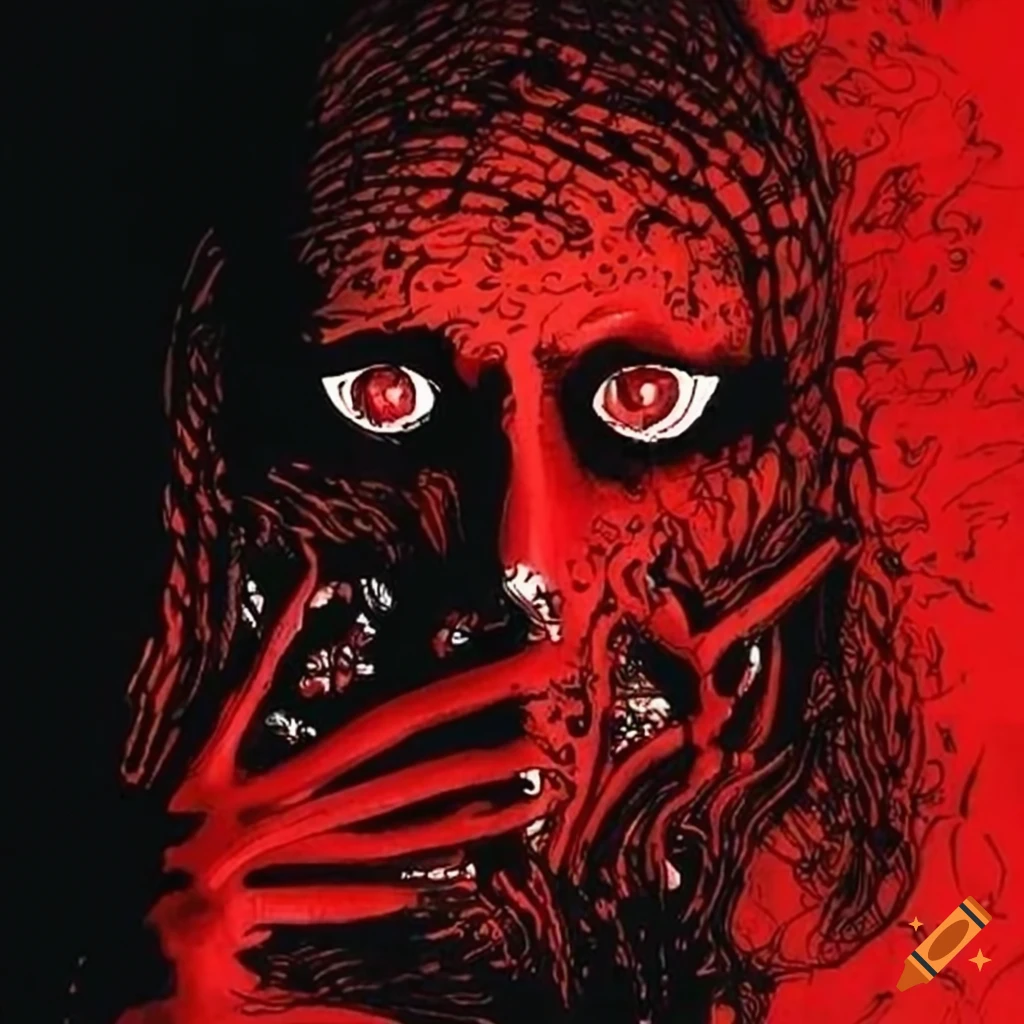 Intricate ink drawing of a tormented ghost experiencing extreme anxiety ...