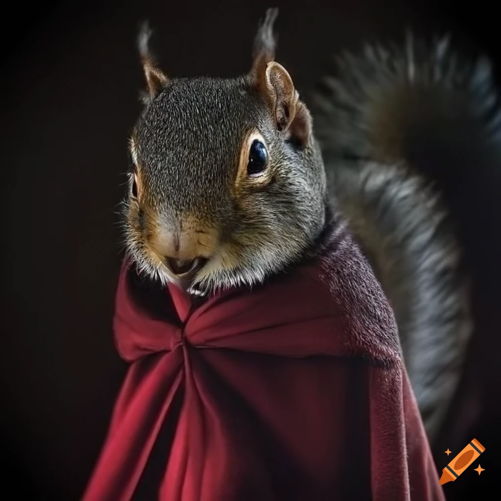 Realistic squirrel in dark sith robes with intricate details on Craiyon