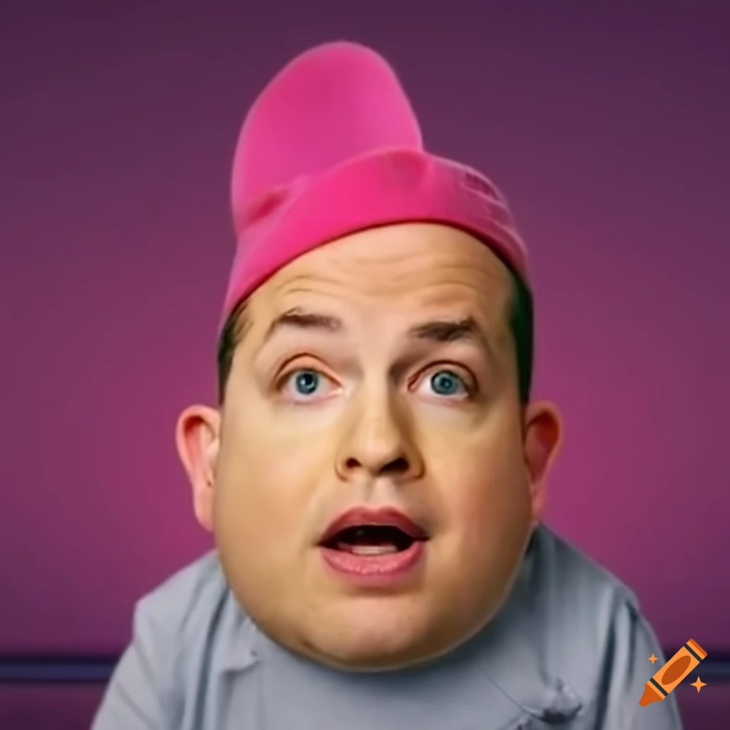 Satirical depiction of brian stelter as a potato with a small pink hat ...