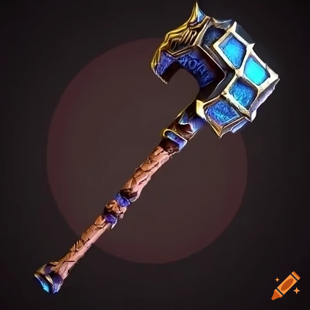 Mythic elite mithril hammer weapon with geometric design on Craiyon