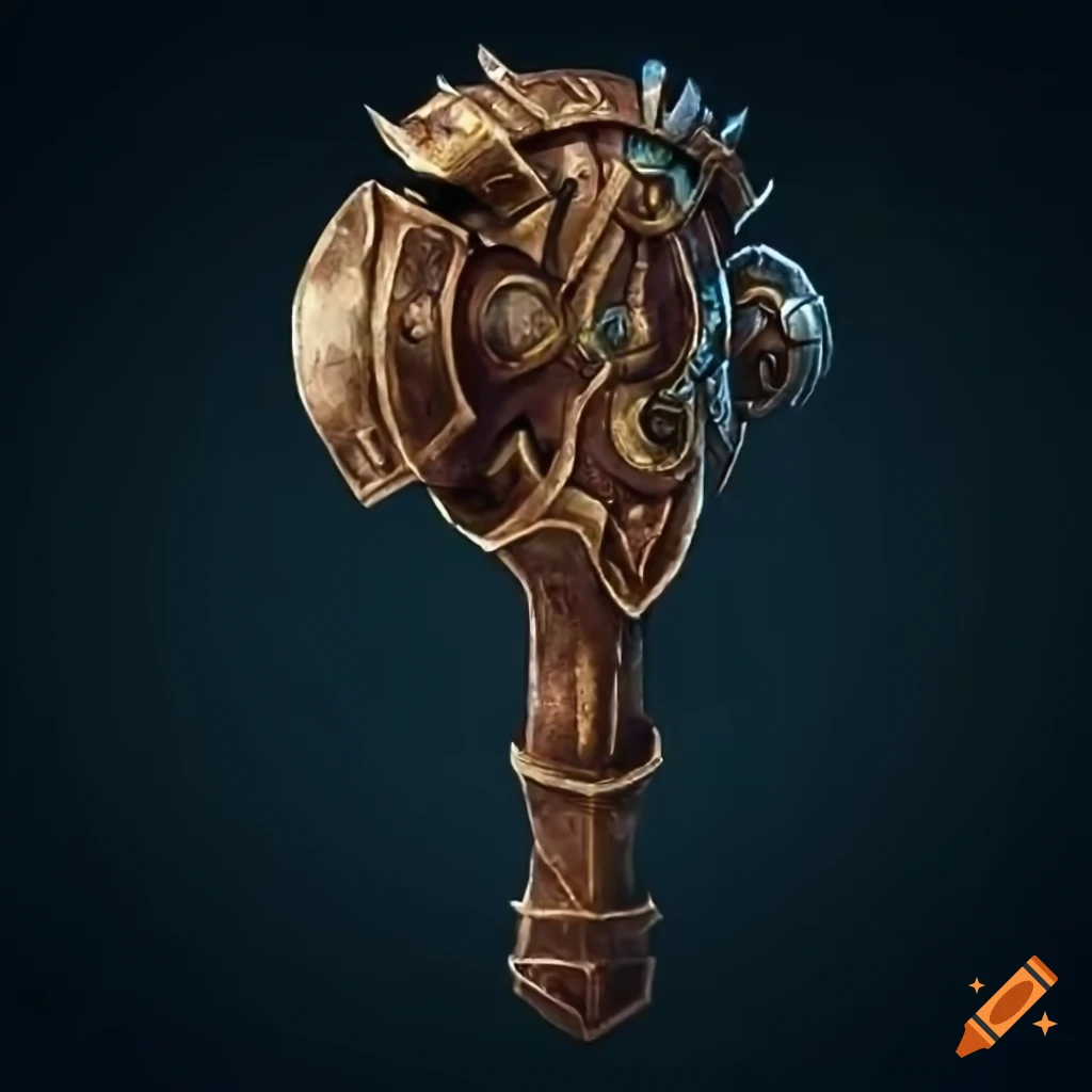 Powerful battle-worn divine hammer emitting heat and energy on Craiyon
