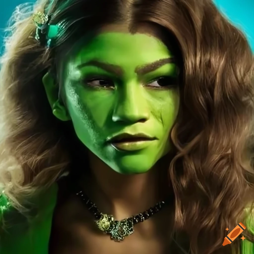 Zendaya in a captivating cosplay of the mask with hyper-realistic green ...