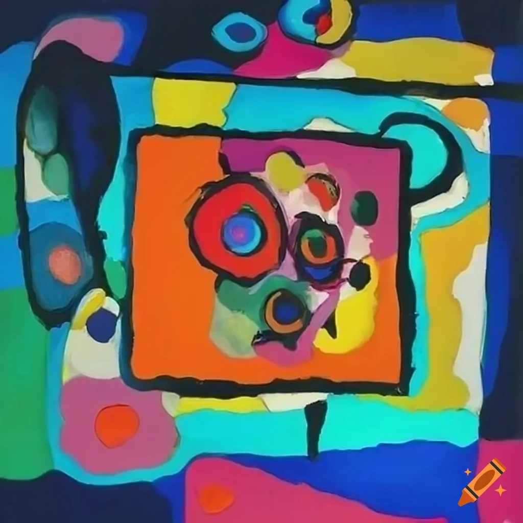 Colorful abstract painting of a standing rectangle by Kandinsky and ...