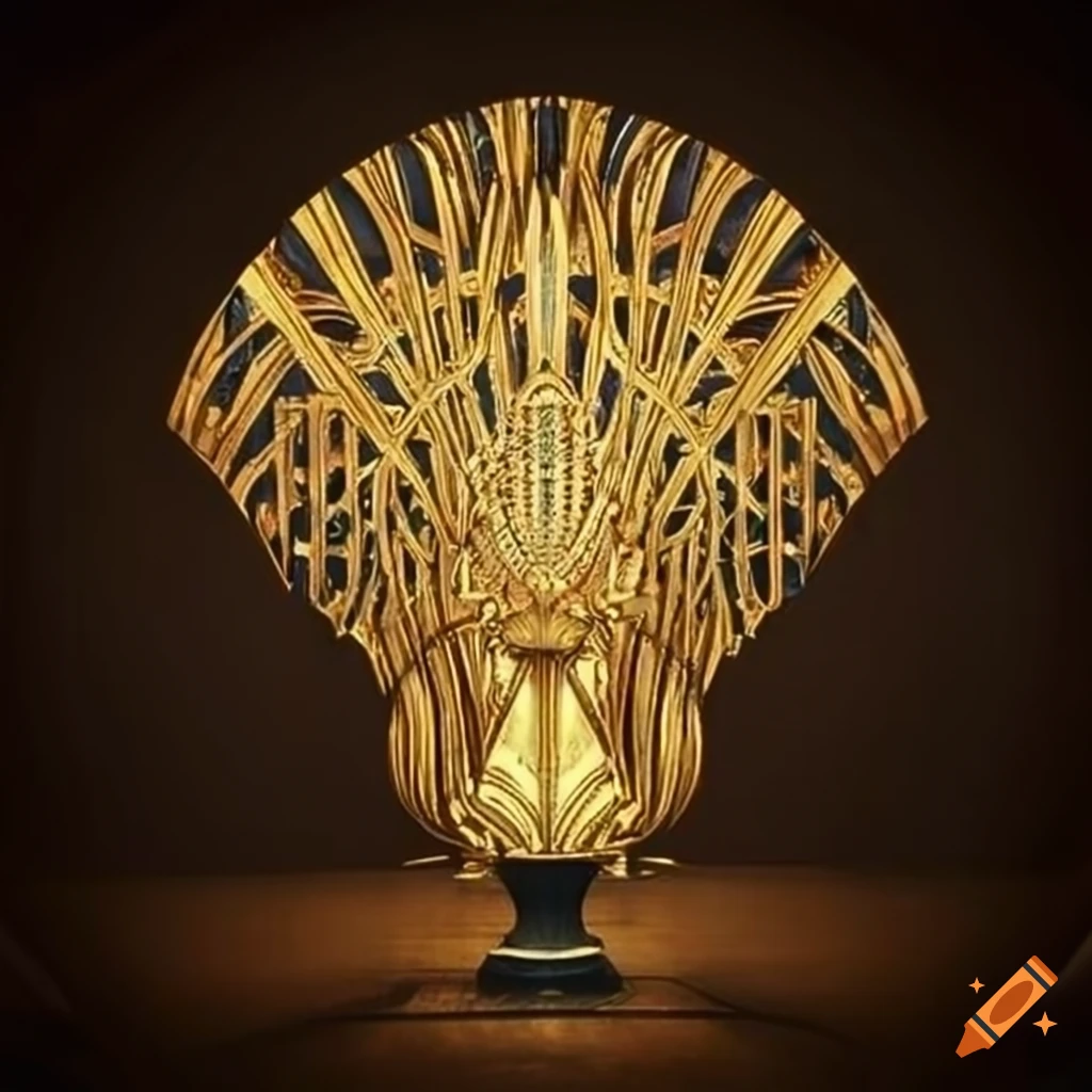 Intricate golden fan art deco design with stunning patterns on Craiyon