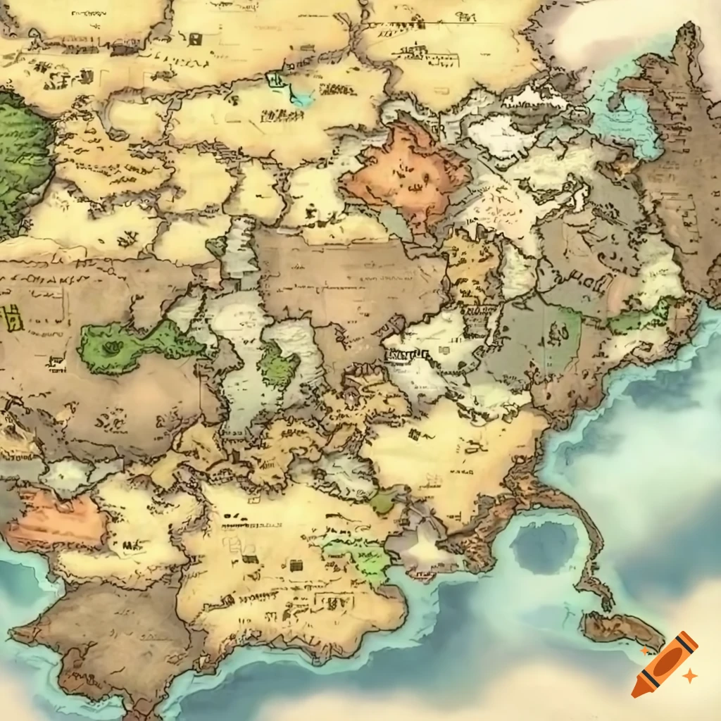 Detailed dungeons and dragons world map with cities, villages, and ...