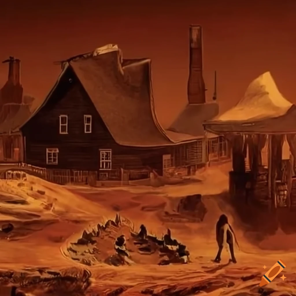 Traditional Amish community on the largest Martian volcano on Craiyon