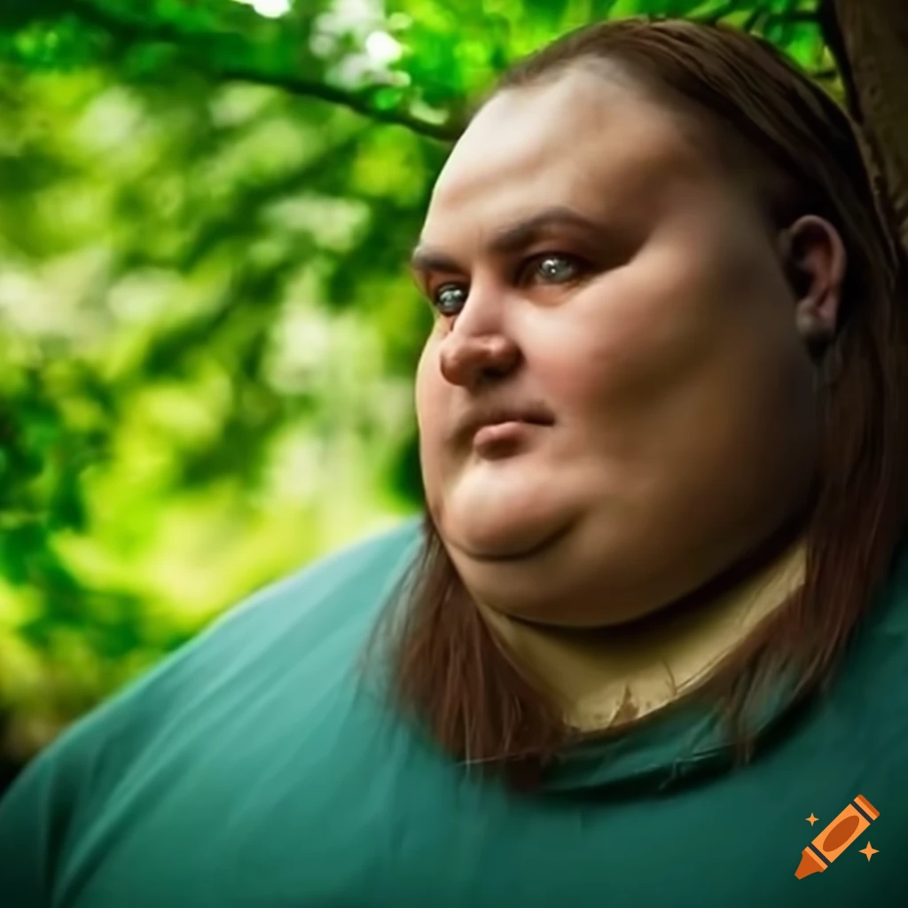 Chubby elf man searching for love among the trees on Craiyon