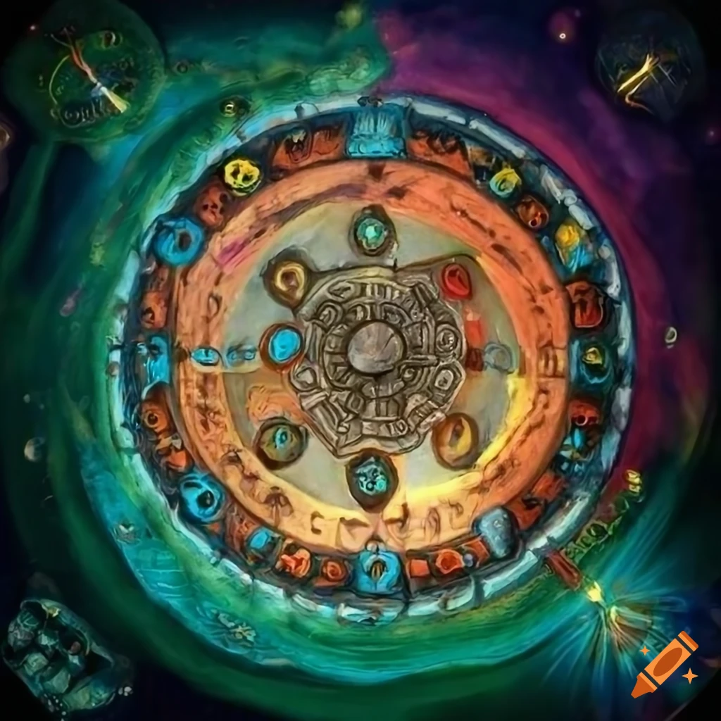 Mayan Calendar time cycles and Merkabah map for board game on Craiyon
