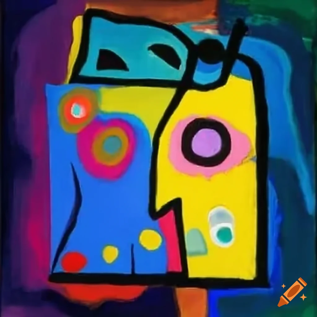 Colorful abstract painting of a standing rectangle by Kandinsky and ...