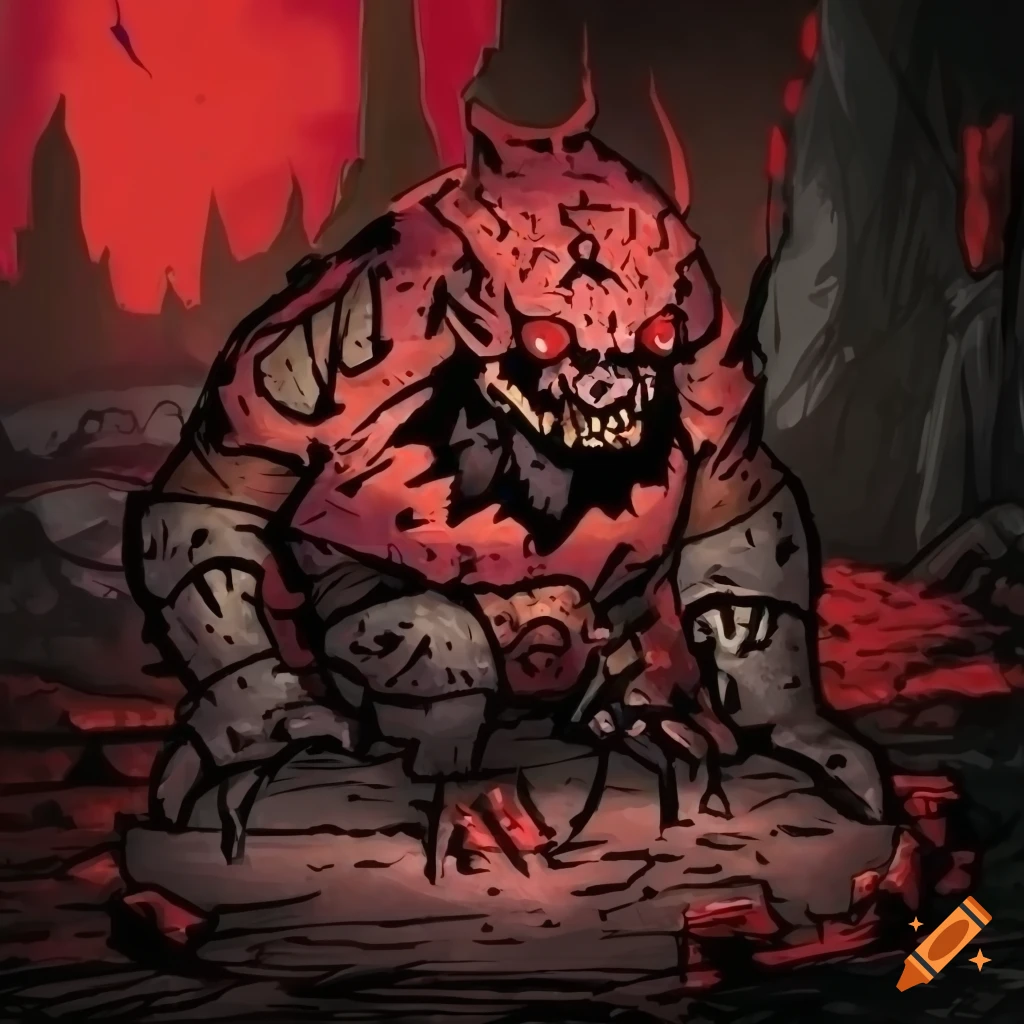 Fantasy art of a low-detail monster in red and black, inspired by ...