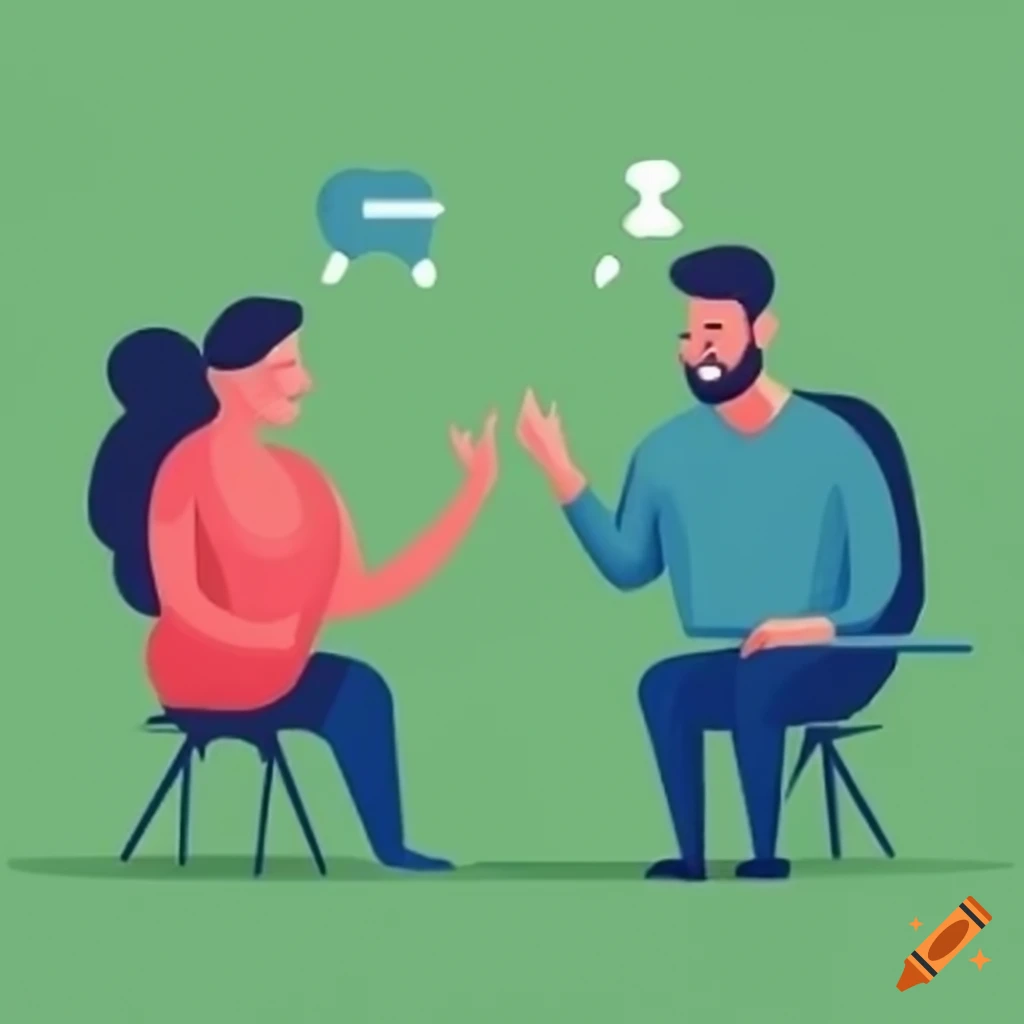 People having a conversation at a distance in a simplistic style on Craiyon