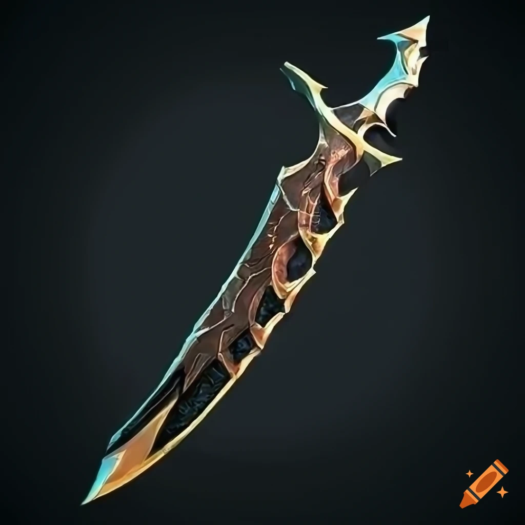 Mythic straight elite poison scimitar weapon with geometric design on ...