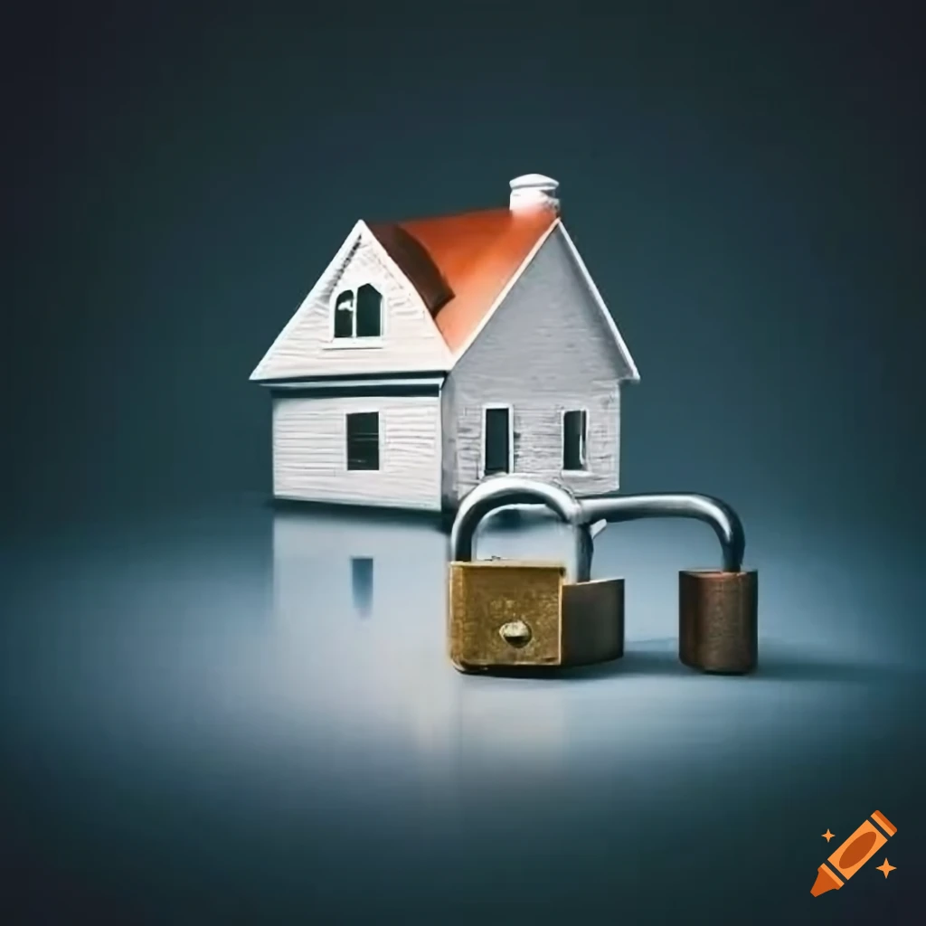 Home insurance payment with a house, padlock, and policy document on ...