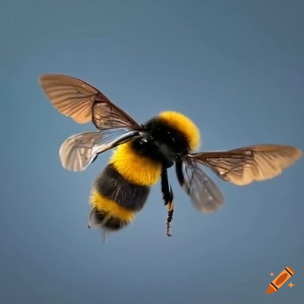 Agile bumblebee in flight showcasing wings on Craiyon