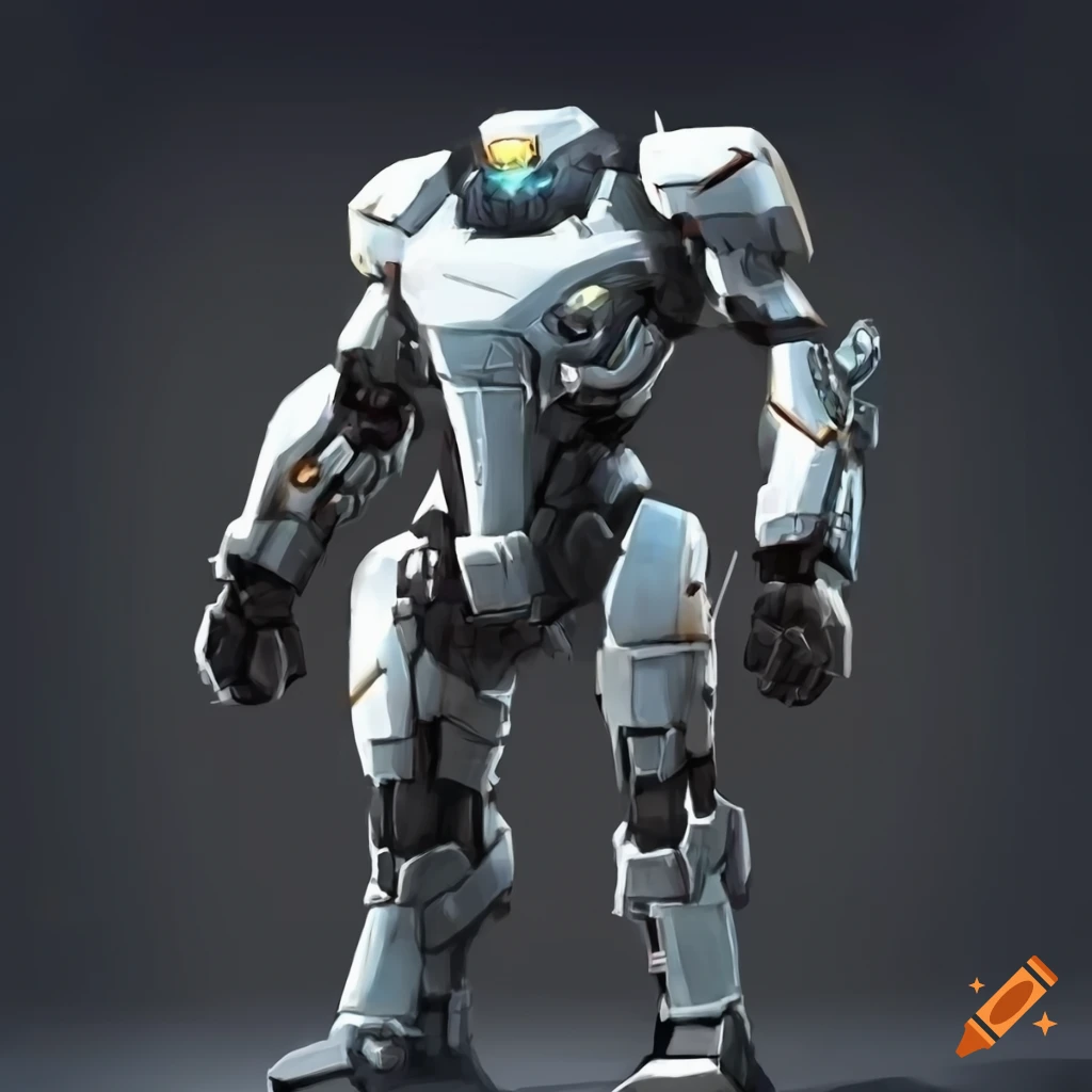 White humanoid mecha robot on Craiyon