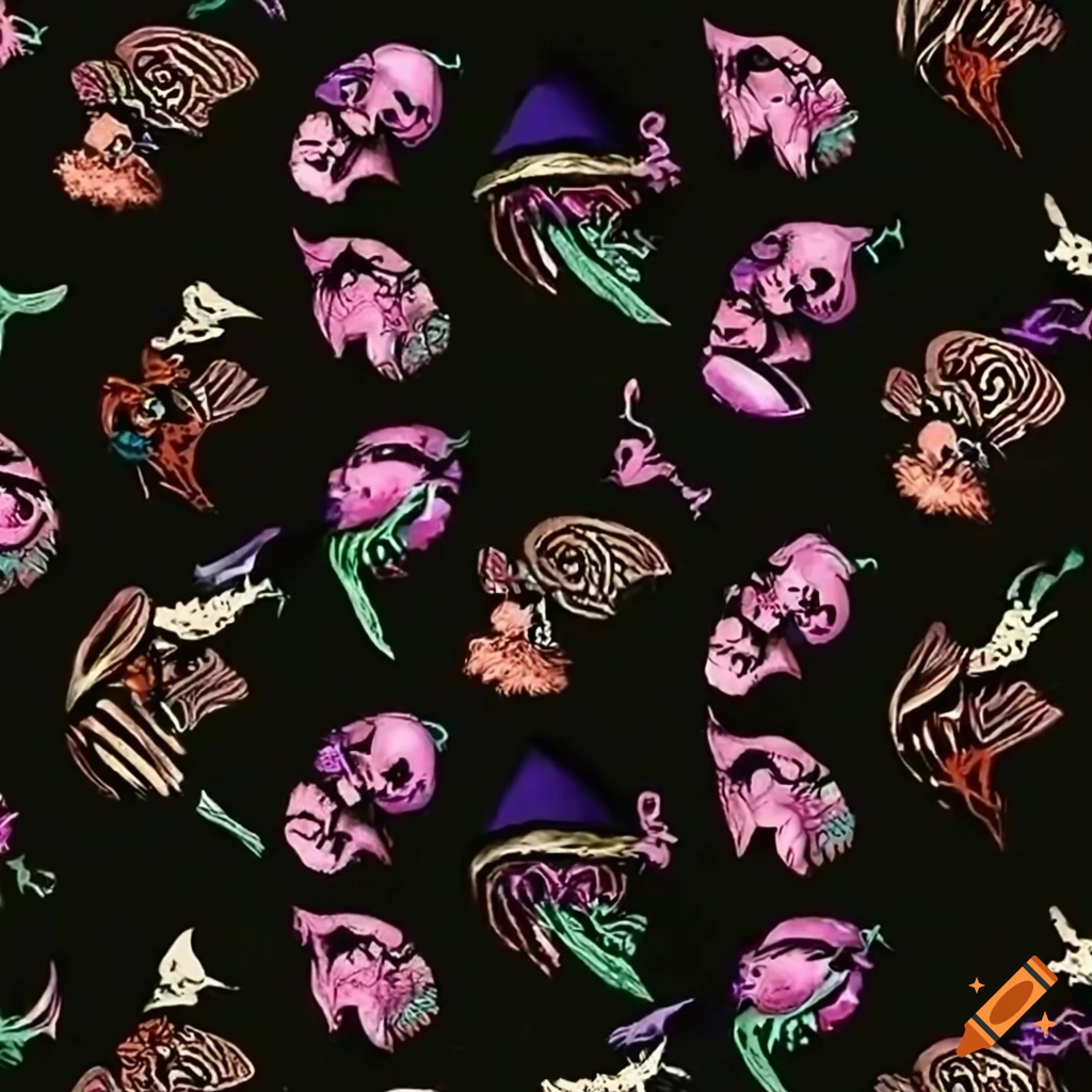 Halloween witch repeating print design on Craiyon