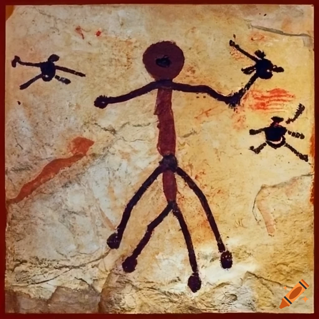 Cave painting of primitive drone pilot in Lascaux style on Craiyon