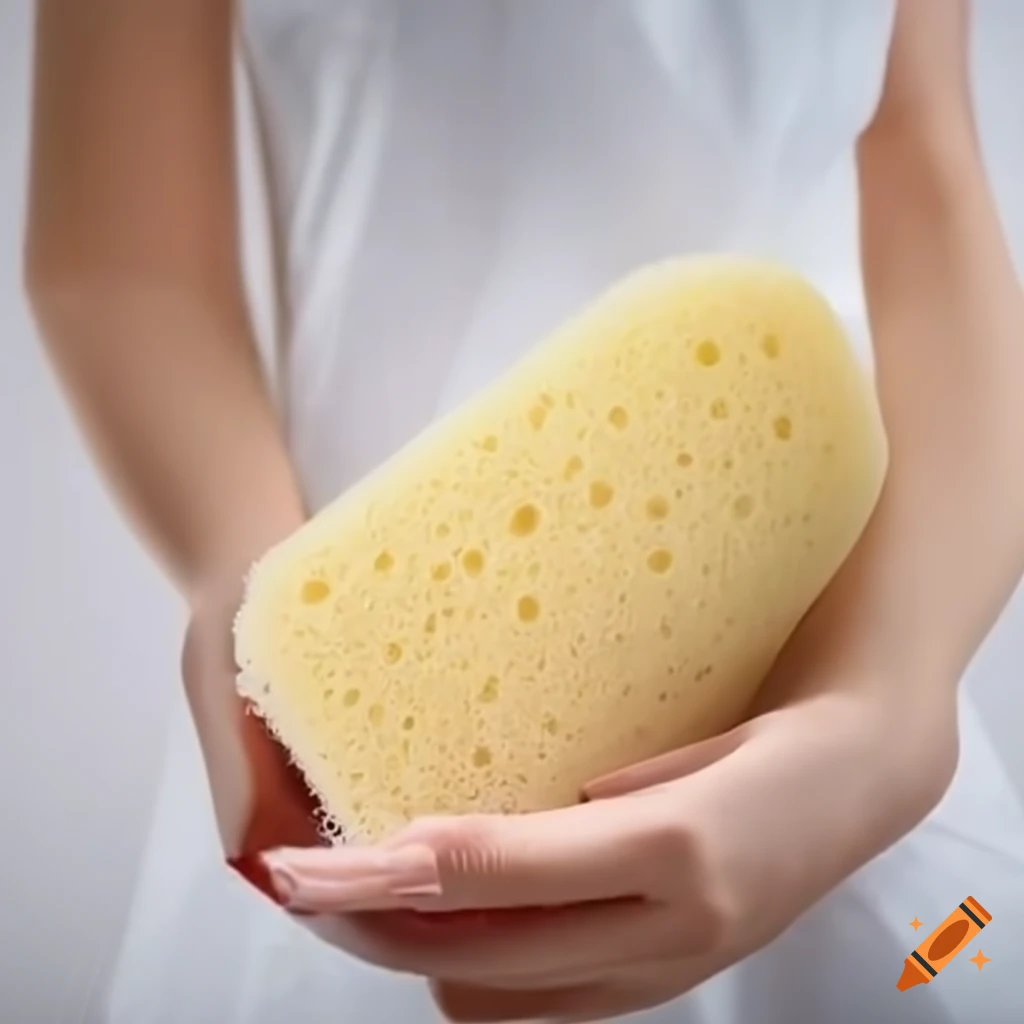 Blonde nurse in white scrubs carrying a body bath sponge on Craiyon