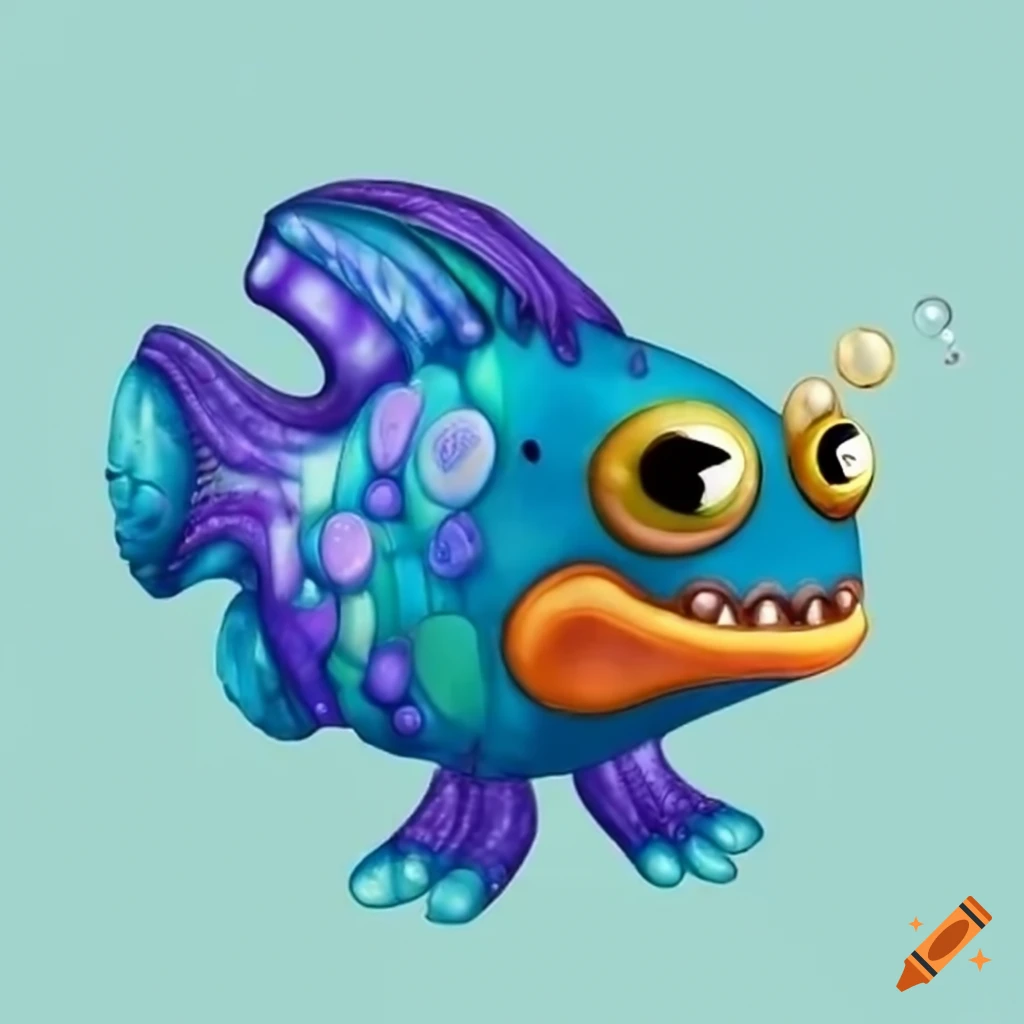 Singing Monsters Glossy tropical fish made of bubbles on Craiyon