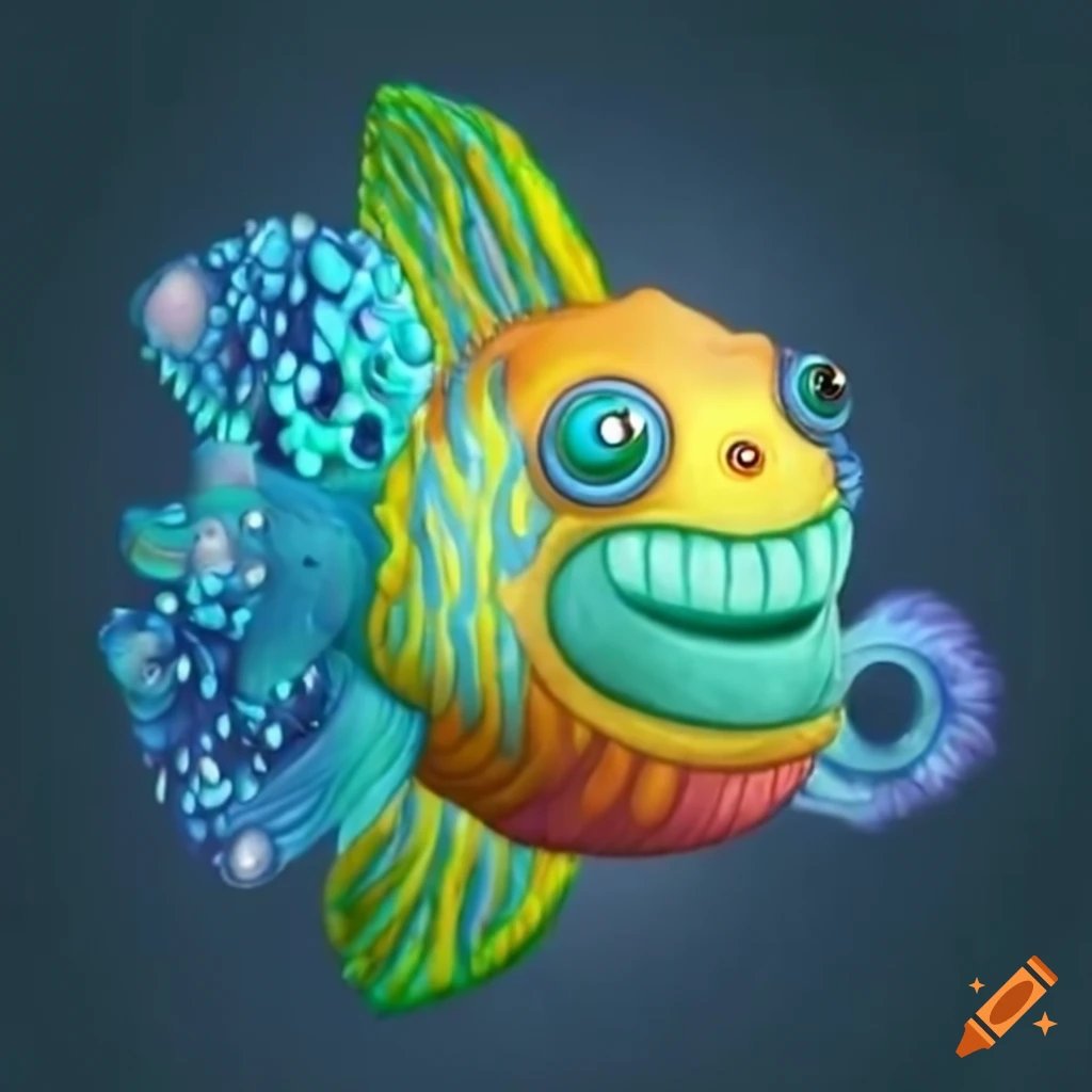 Singing Monsters Glossy tropical fish made of bubbles on Craiyon