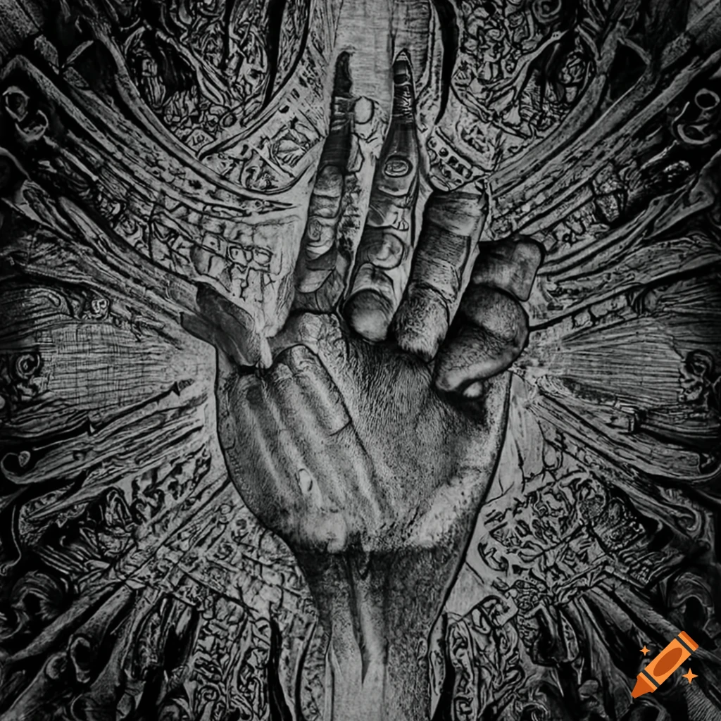 Dynamic post-metal band emblem with 'Hand of Giantess' on Craiyon