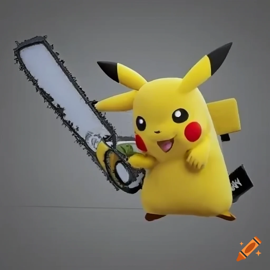 Pikachu holding a chainsaw on Craiyon