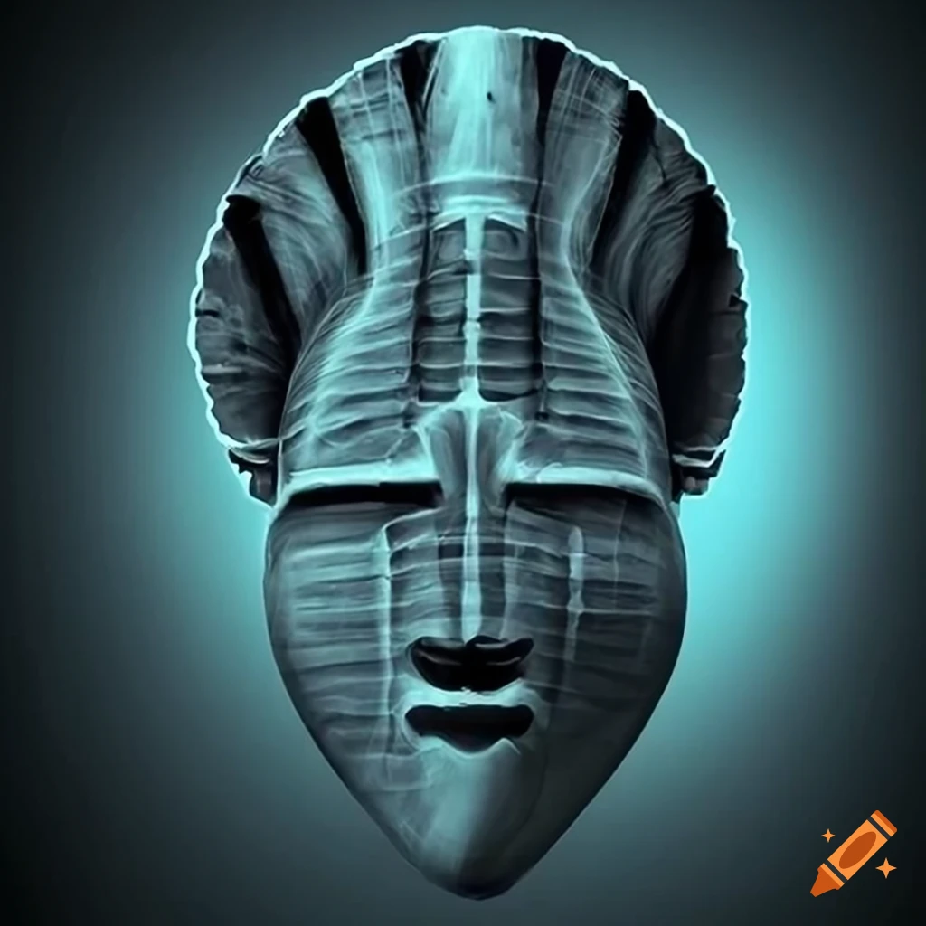 African inspired x-ray mask with zelda game motif in stunning detail on ...