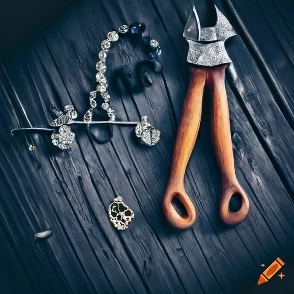 Various Tools Displayed On A Bench With Jewelry On Craiyon