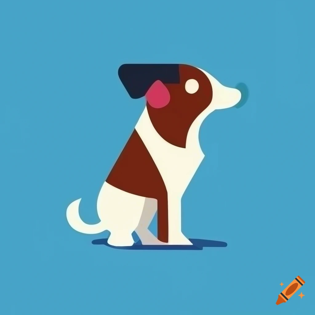 Dog in a 2d minimalist and geometric style with simple shapes and bold ...
