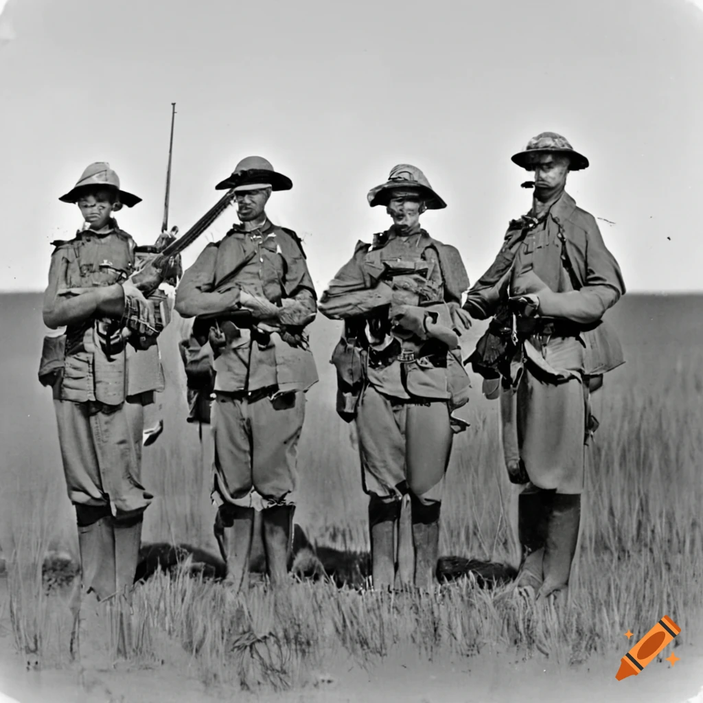Group of australian soldiers in world war i-era uniforms facing emus in ...