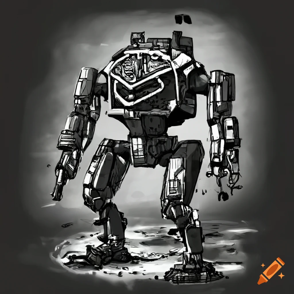 Mech robot guarding a castle on Craiyon