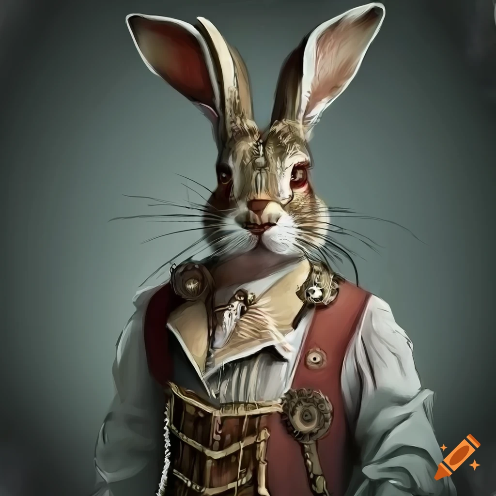 Detailed digital art portrait of a serious adult jackrabbit in ...