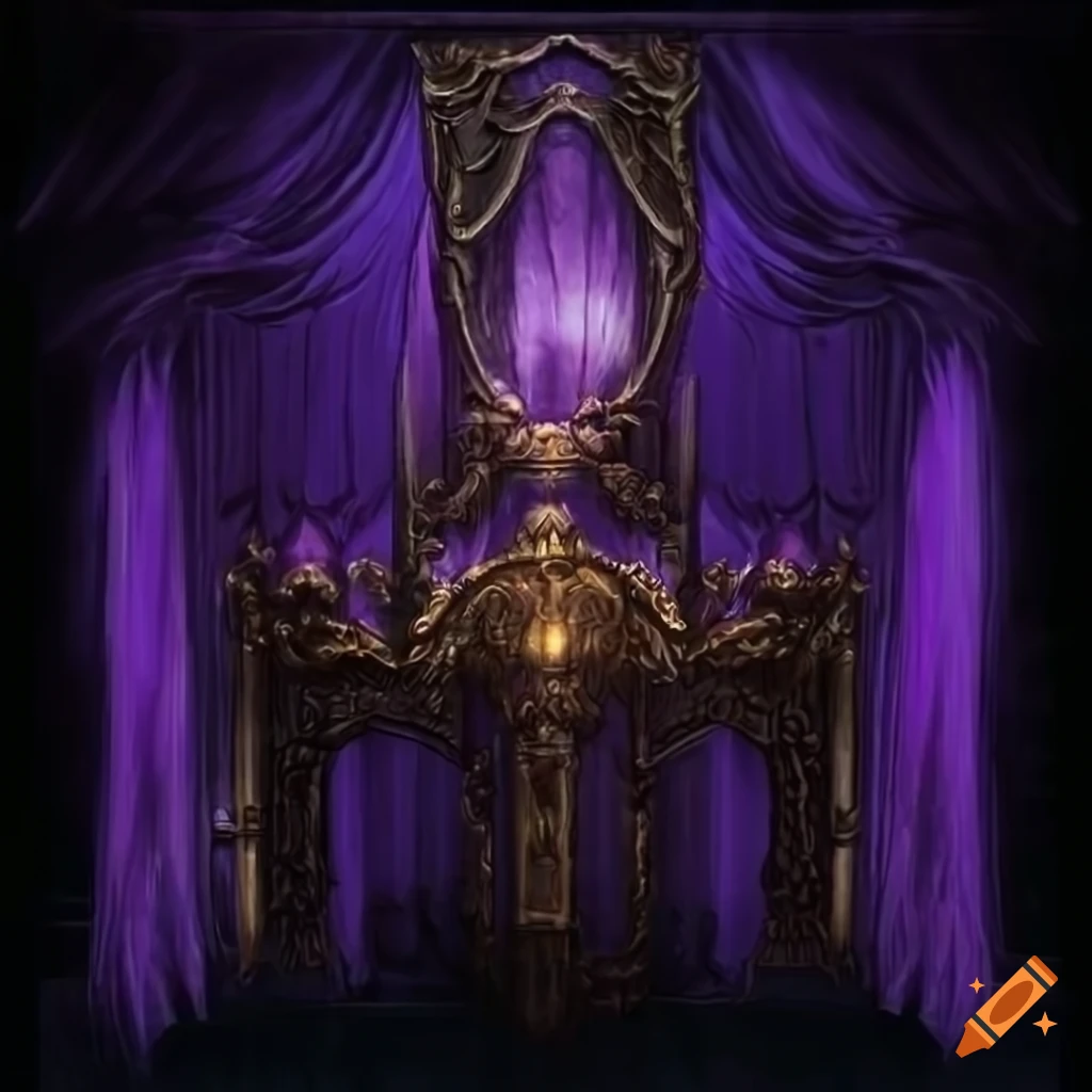 Gilded bed chambers with violet curtains and iron spikes for a space ...