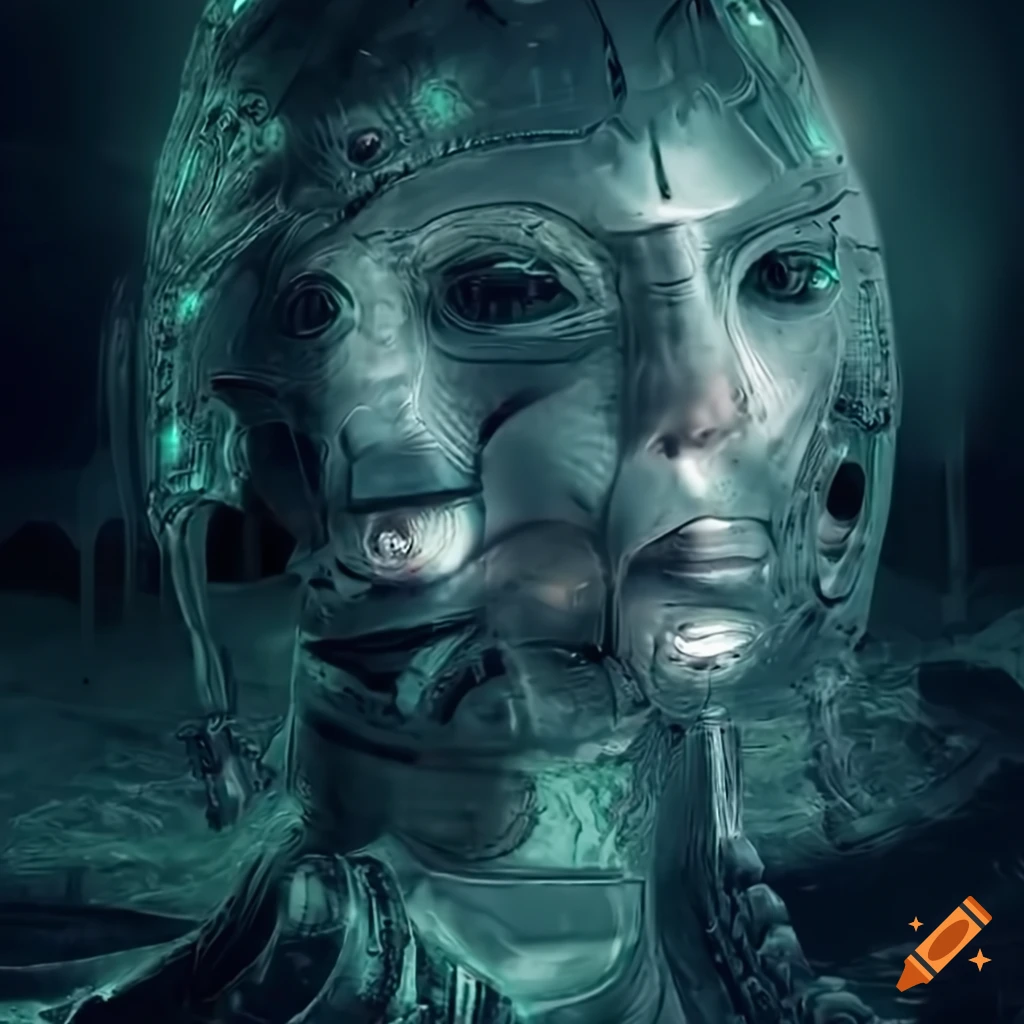 Surrealist aliens inside a giger spaceship with futuristic ai ...