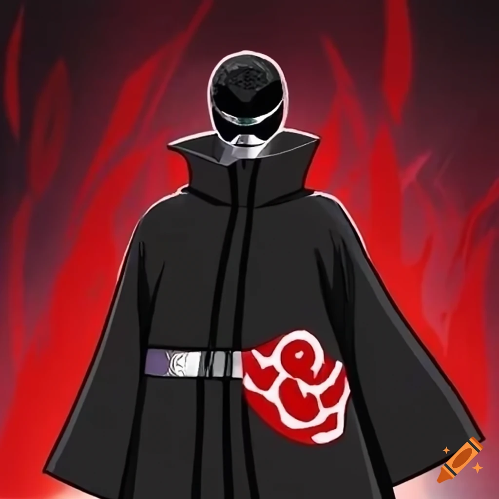 Black Power Ranger as a member of Naruto Akatsuki with black cloak on ...
