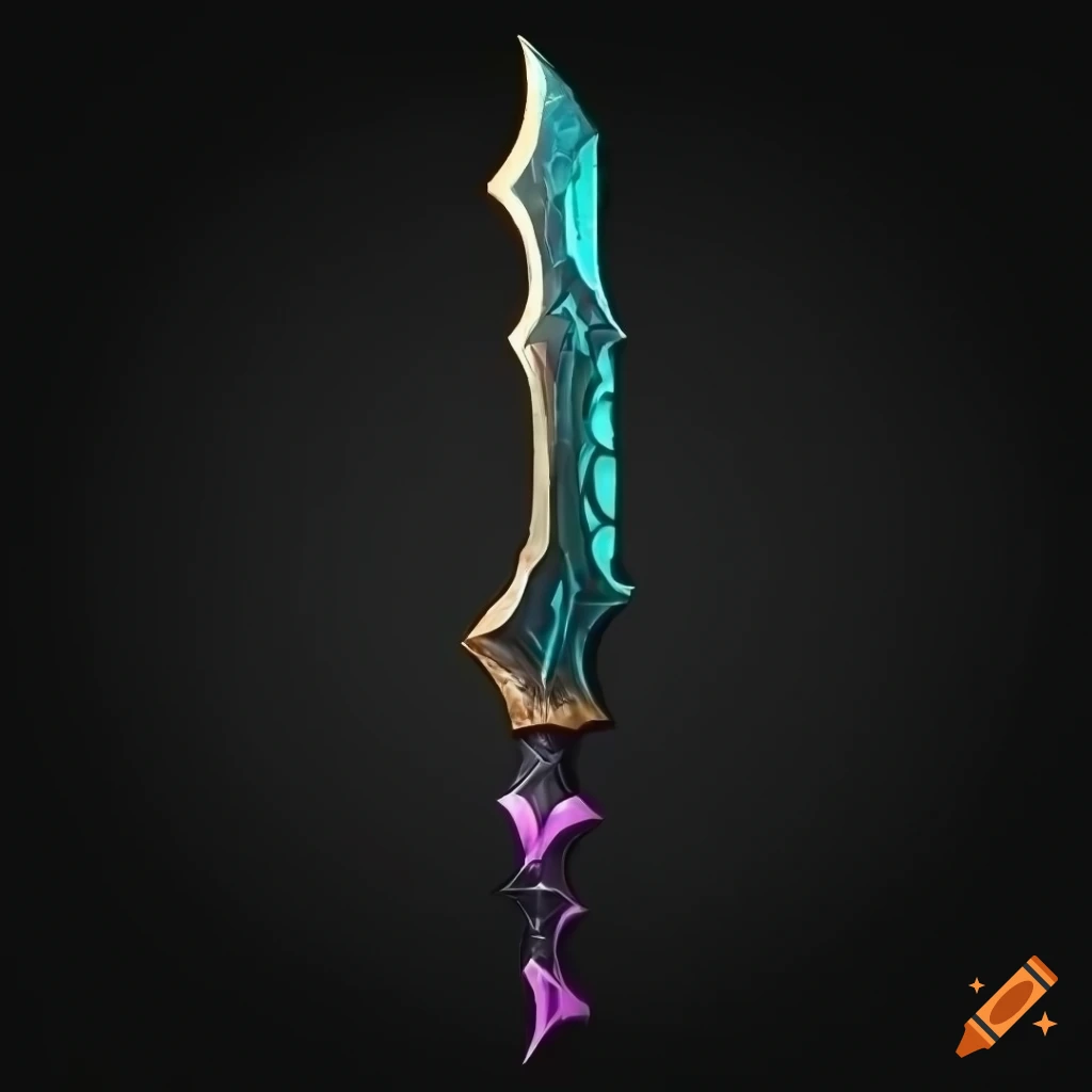 Mythic straight elite poison scimitar weapon with geometric design on ...