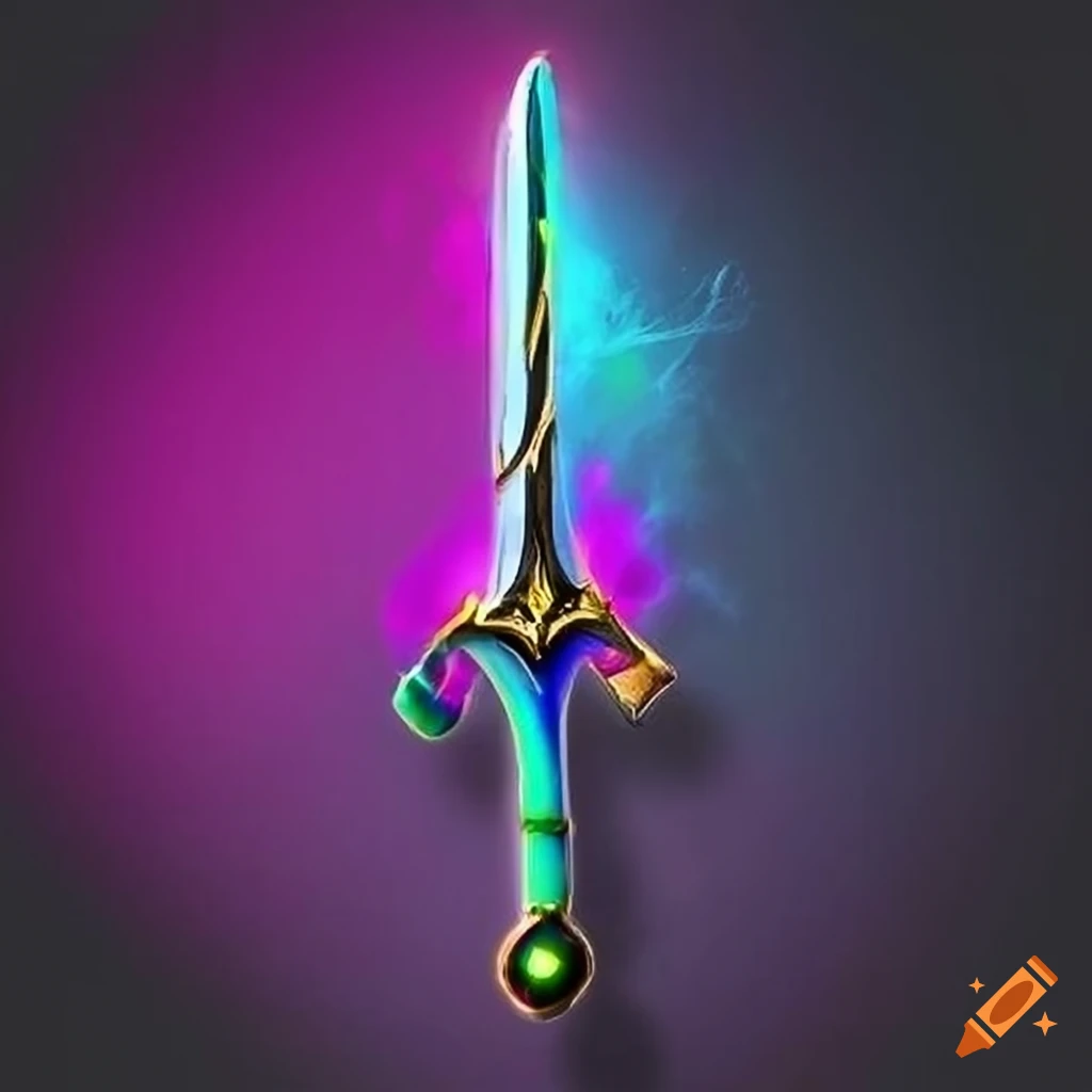 Xxx rarity legendary sword with magical glowing runes on white ...