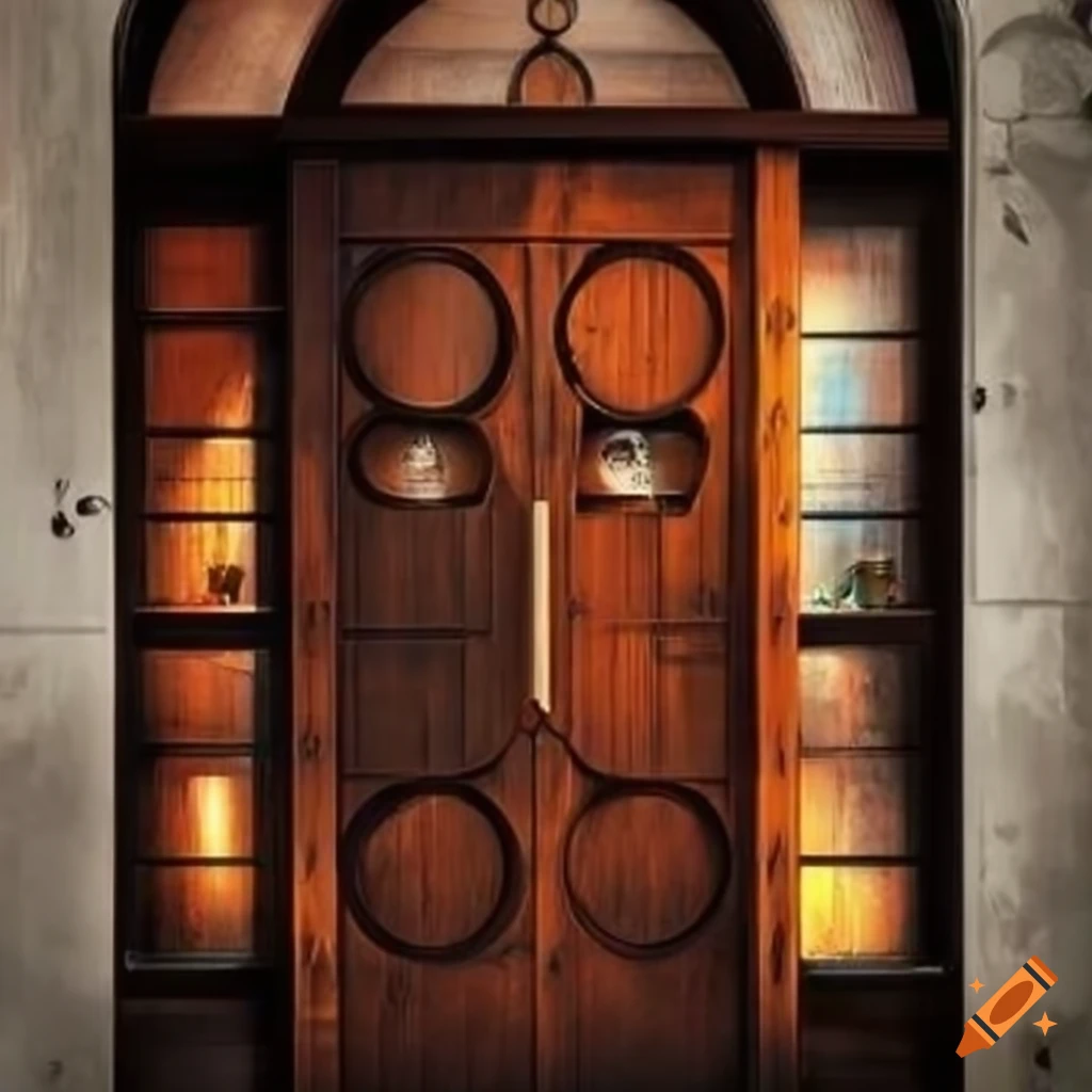 Bar door design inspired by a barrel on Craiyon