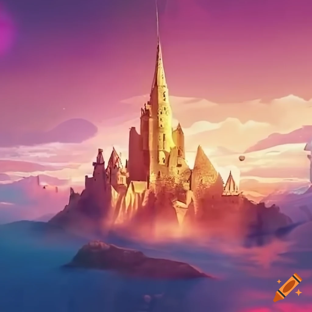 Sky castle view on Craiyon