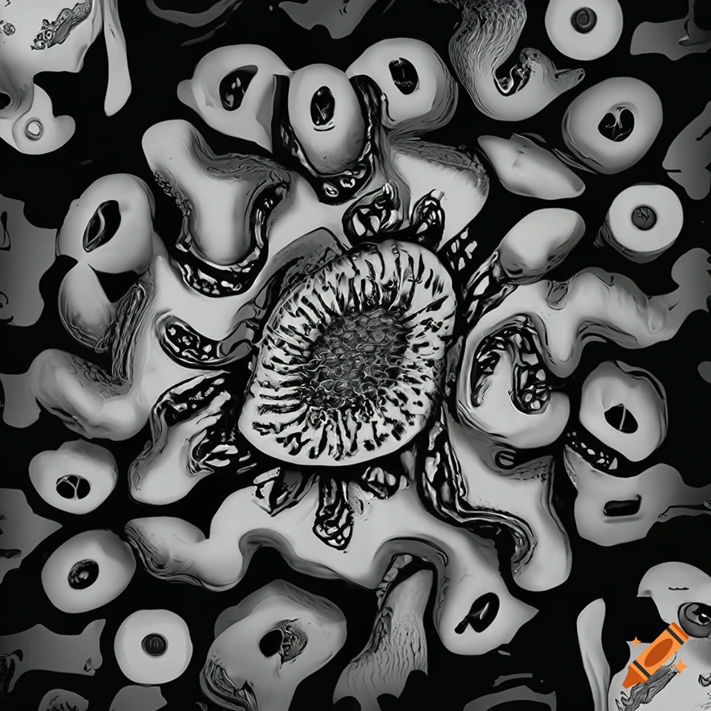 Sci-fi art of germs and viruses fighting in black and white on Craiyon