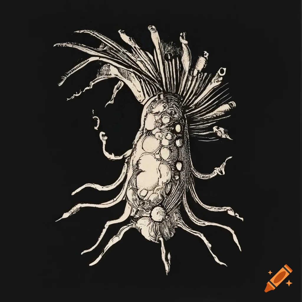 Flying human machine sea slugs in 15th century style by Albrecht Durer ...