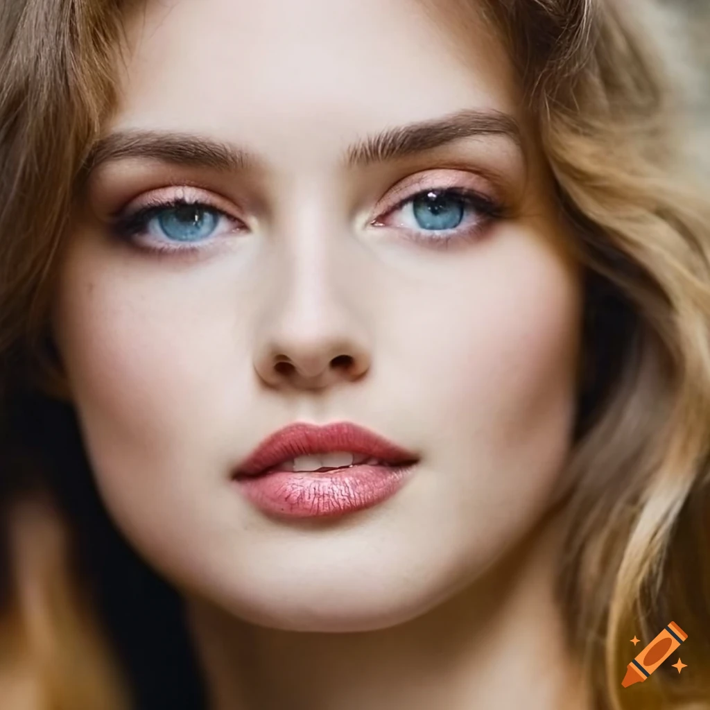 Portrait of a young female fashion model in ultra-realistic style by ...