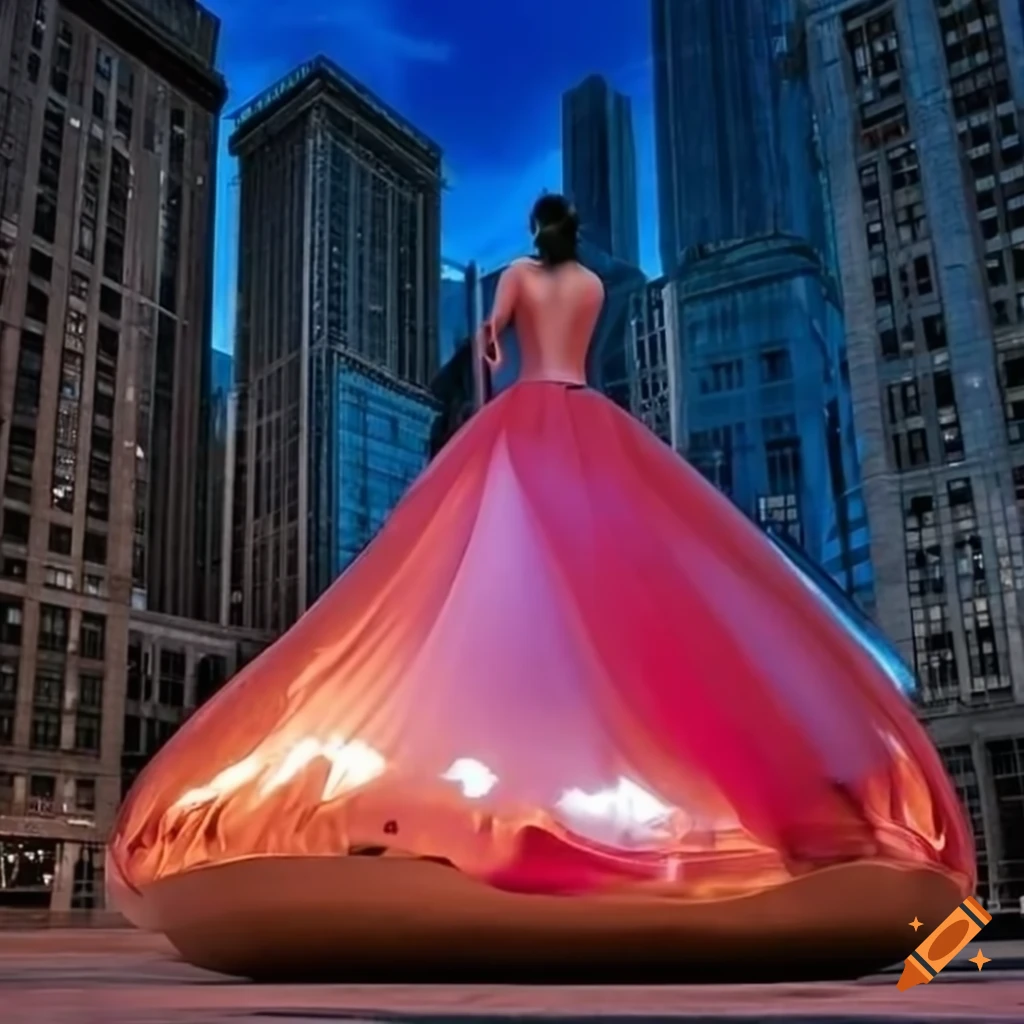 Iconic Bean sculpture in Chicago with a formal dress photo shoot on Craiyon