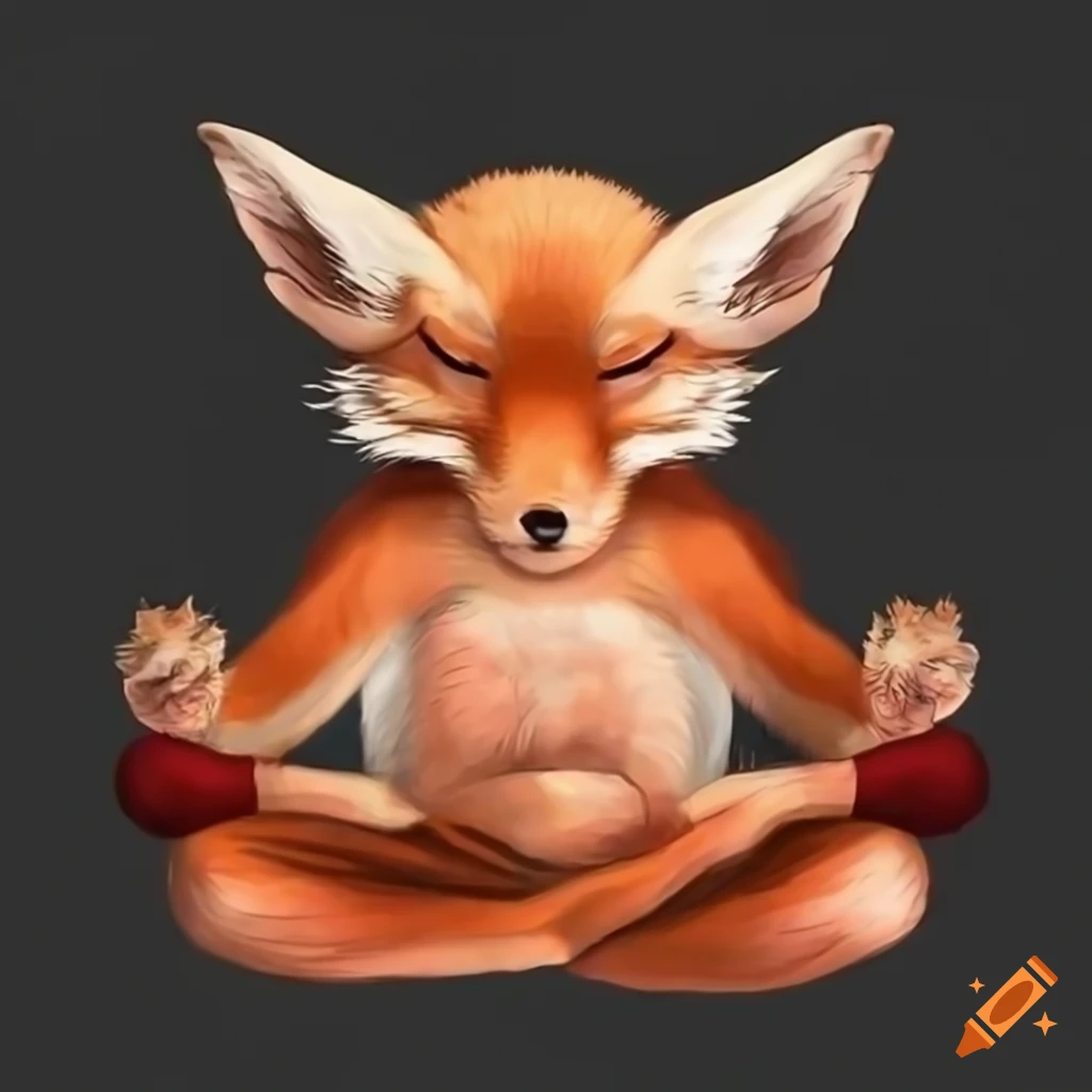 Meditating fox with Master Roshi appearance in unique digital art on ...