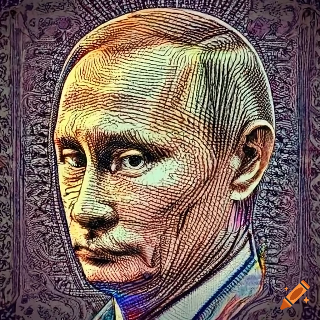 Vintage close-up of an old dollar bill with vladimir putin's portrait ...