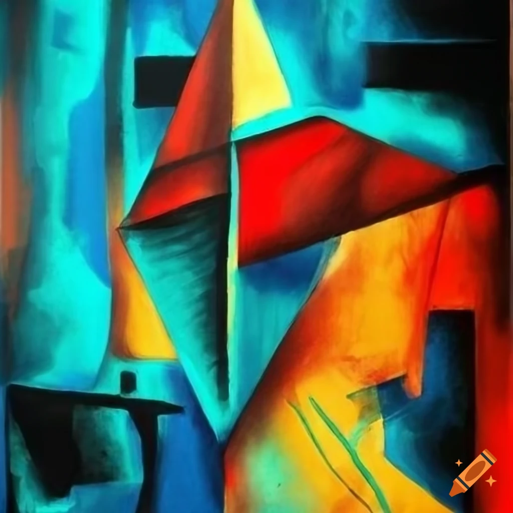 Cubist expressionist surrealist black and white scribbles with red ...