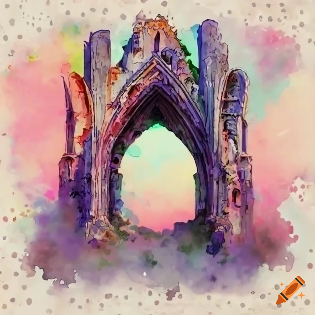 Gothic ruins with ancient runes in a minimalist dungeon synth scene on ...