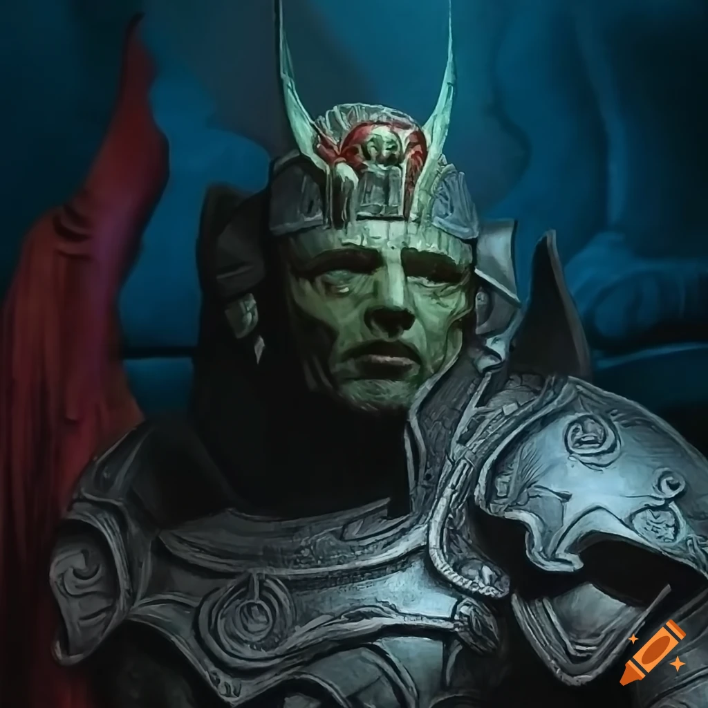 Grand General Alvirius, a strong alien warrior in a magical setting on ...